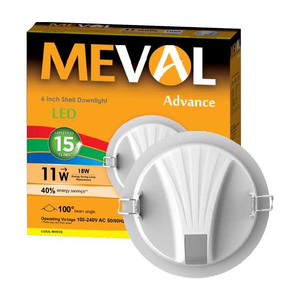 Jual MEVAL - Lampu LED Downlight Shell 6 inch 11W - Round, 4000K