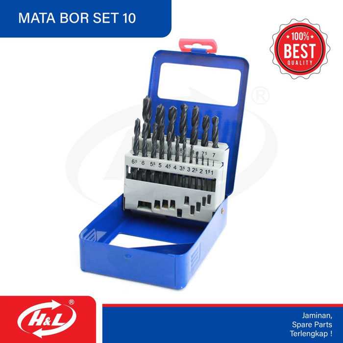 Jual HL Mata Bor Besi HSS Box Set 1-10mm 19 Pcs | Jakmall.com