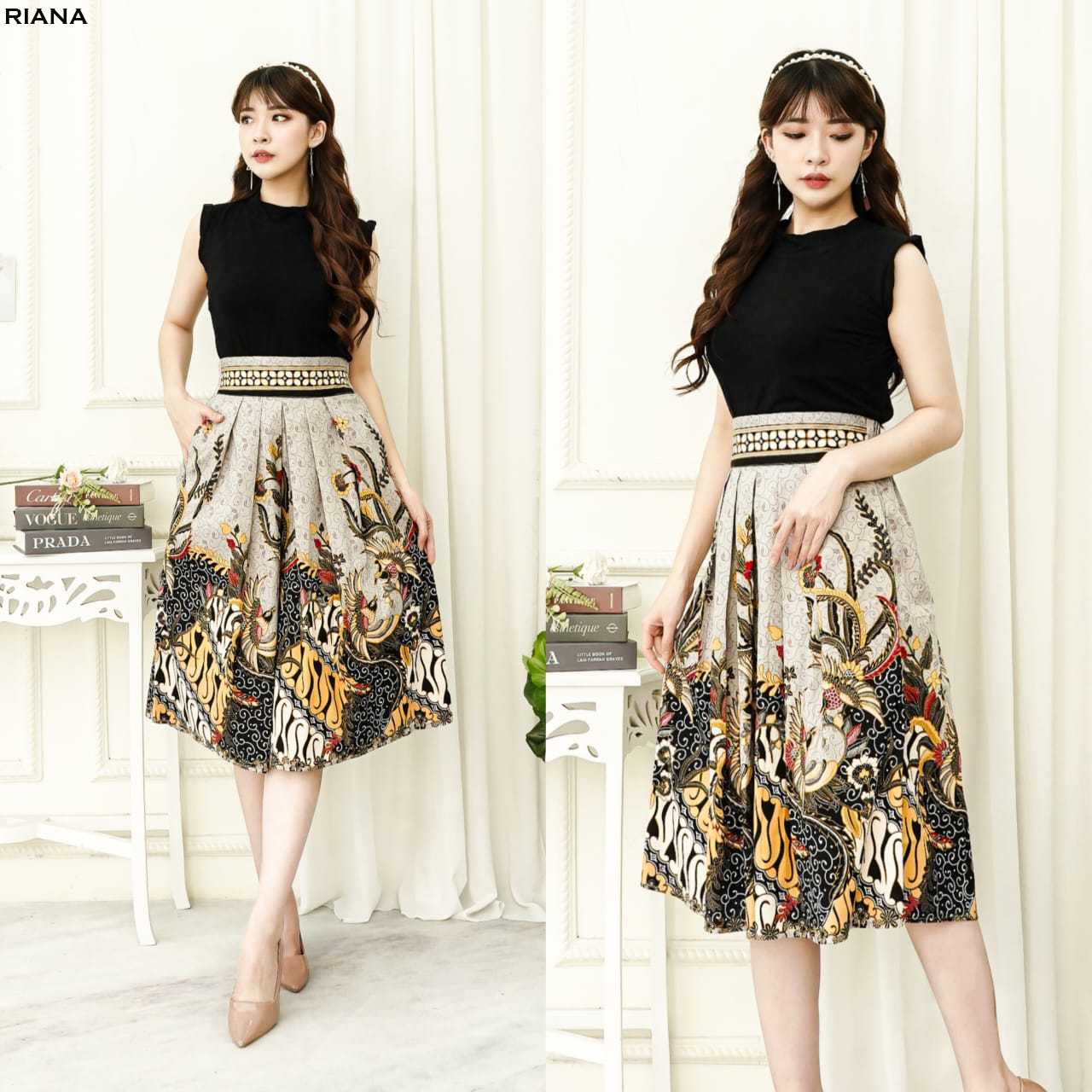 Jual Riana Rok Batik Wanita Selutut Bawahan Batik Rok Cewek