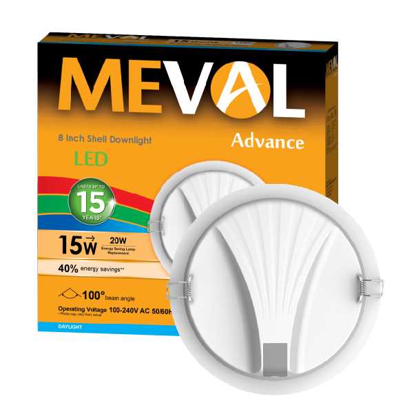 Jual MEVAL - Lampu LED Downlight Shell 6 inch 15W - Round, 6500K