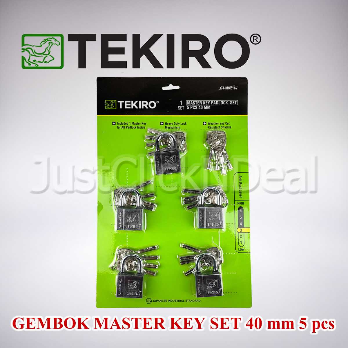 Jual TEKIRO Gembok Set 5 pcs 40 50 mm Kunci Ruko Gerbang Pagar