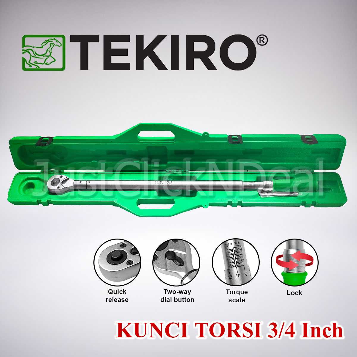 Jual TEKIRO Kunci Sock Torsi Momen Ratchet 3/4 Inch 100-600 NM