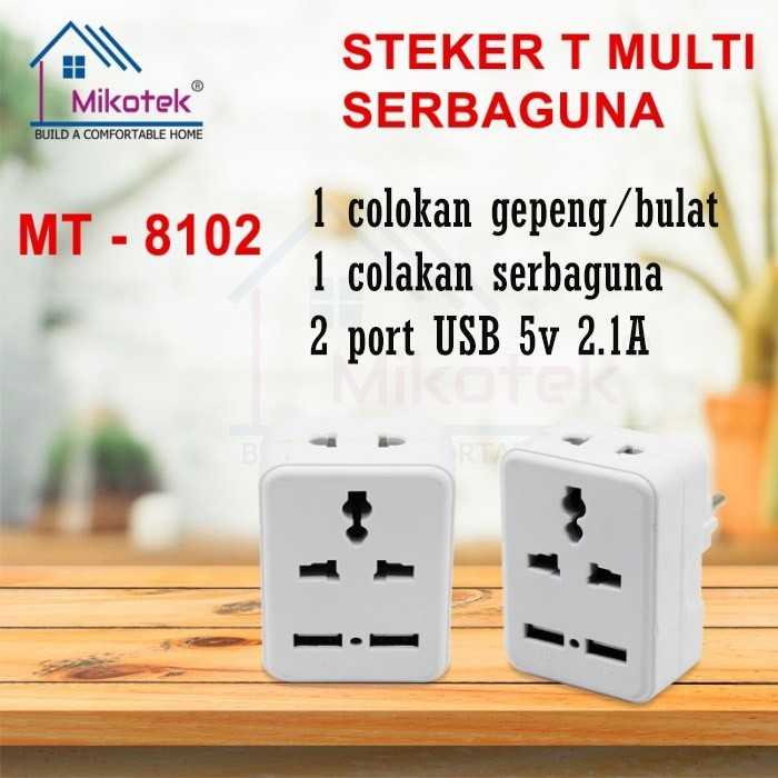 Jual Mikotek MT-8102 STOP KONTAK 1 lubang Multi ARDE 2 USB 2.1A