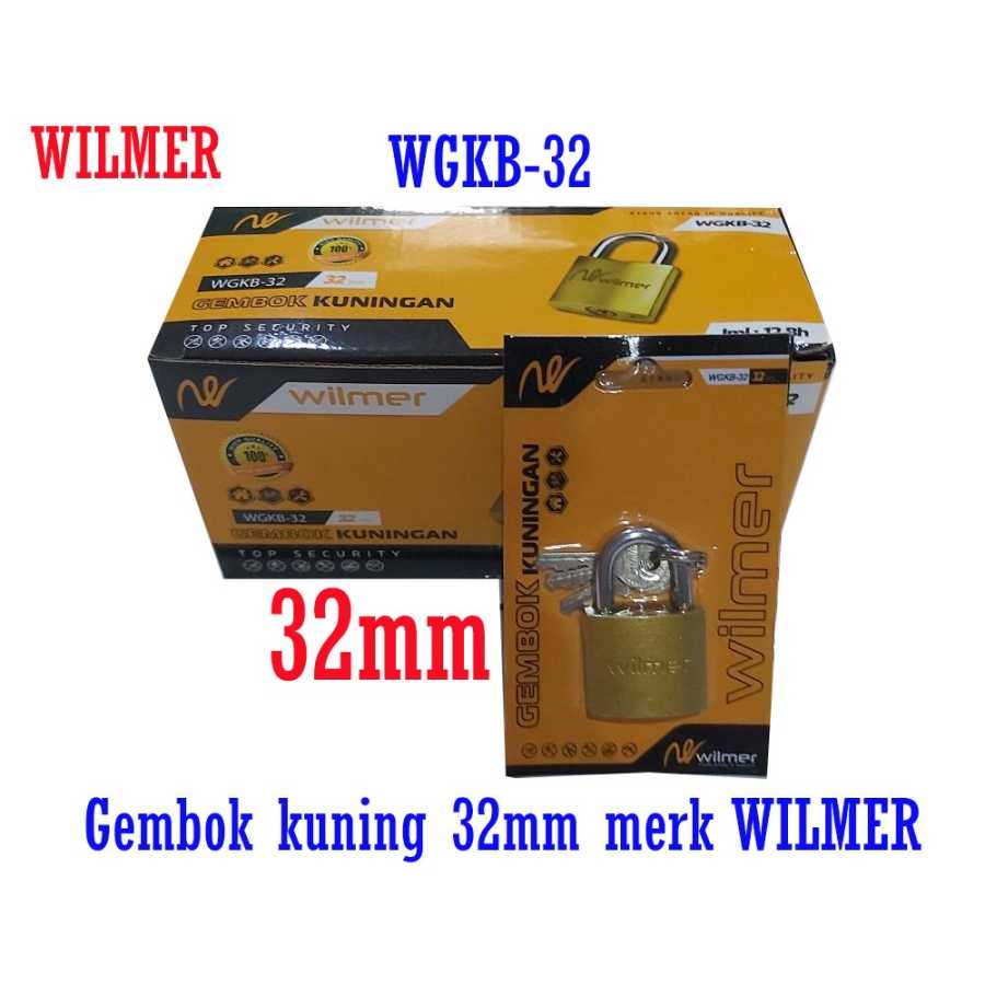 Jual Gembok kuning 32mm WILMER padlock koper - tas gembok WGKB-32
