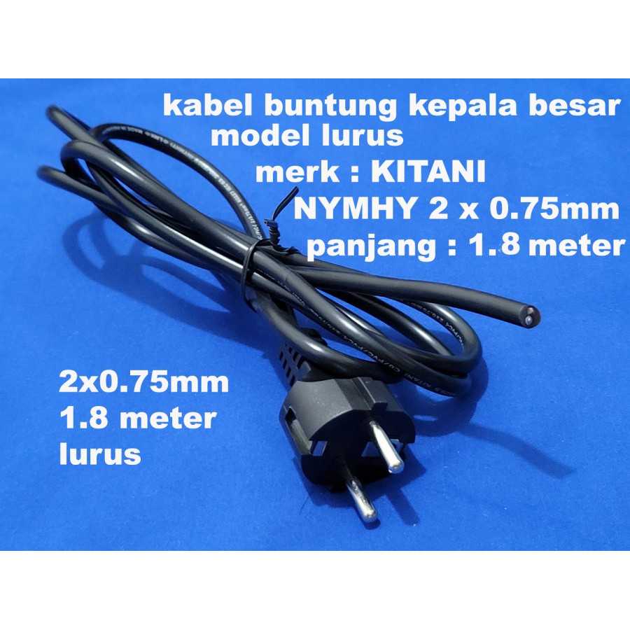Jual kabel buntung kepala besar lurus 1.8m 2x0,75mm isi 2kabel