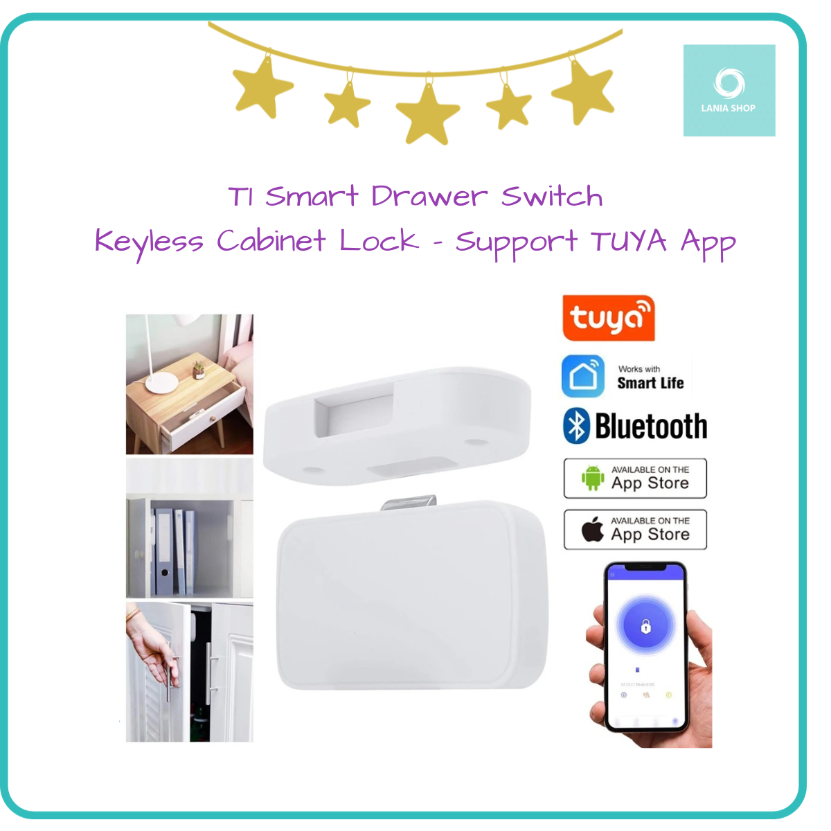 Jual T1 Smart Drawer Switch - Keyless Cabinet Lock - Support