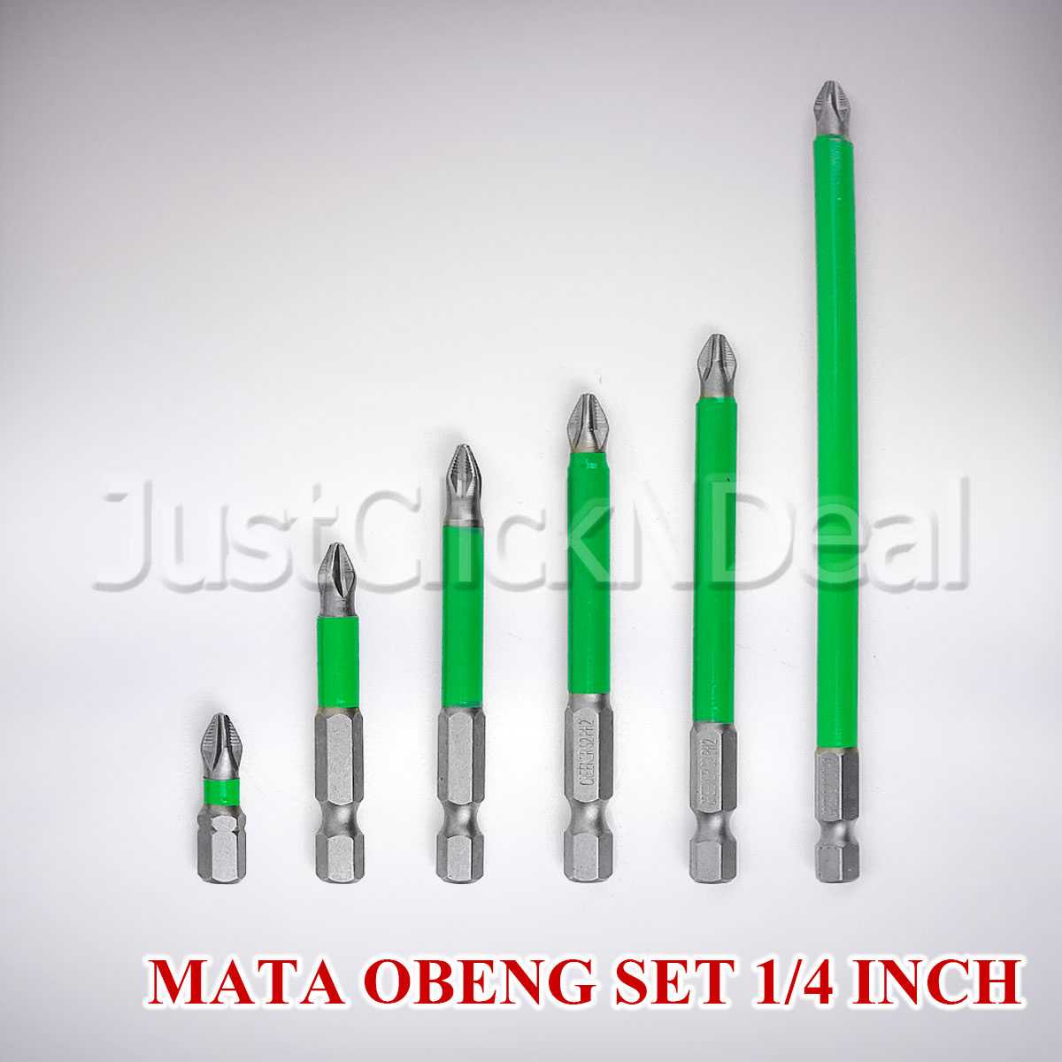 Jual Mata Obeng Set 6 pcs Hijau 1/4 Inch Magnetic Screwdriver