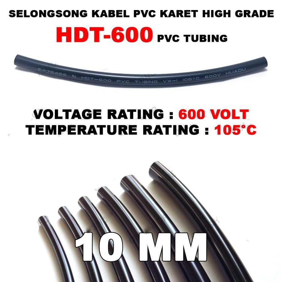 Jual 10mm HDT600 high gloss Selongsong Kabel PVC Karet Grade PVC