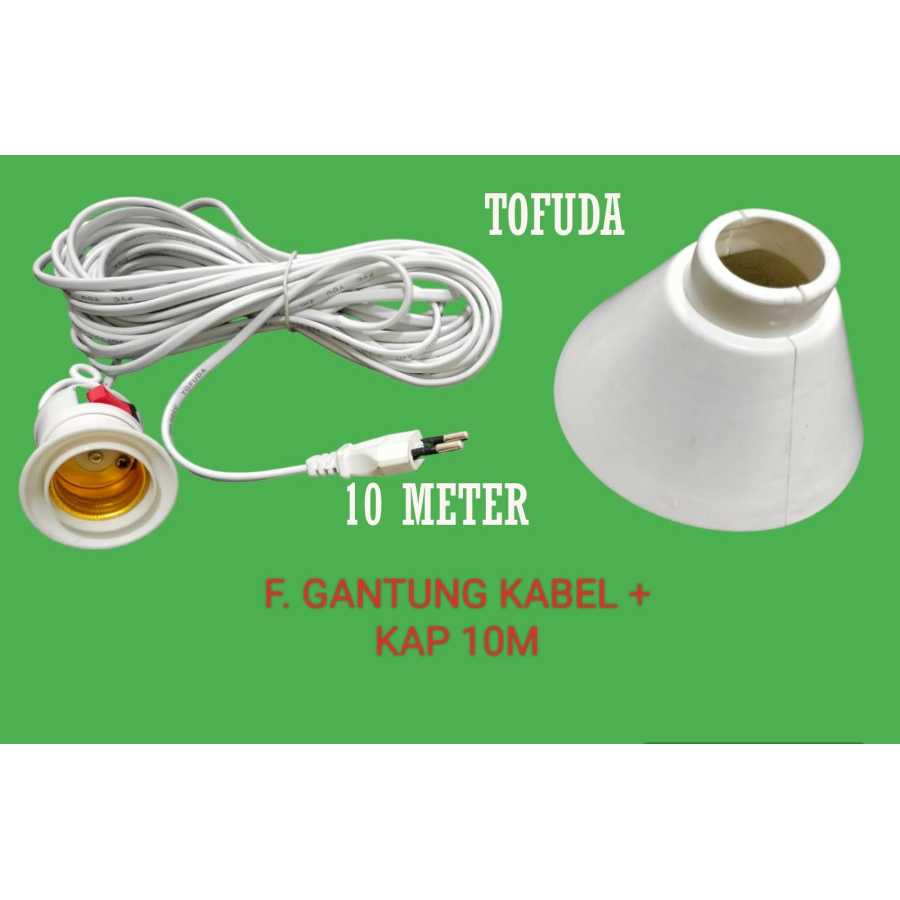 Jual TOFUDA 10m fitting gantung topi kabel 10 meter with saklar
