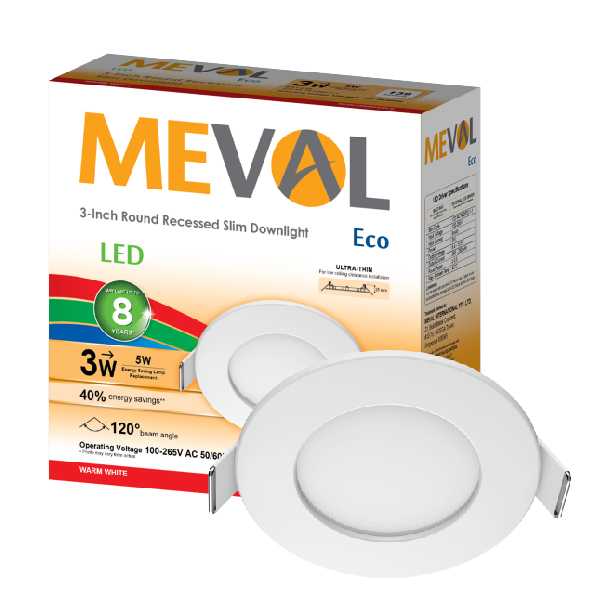Jual MEVAL - 3" LED High Power Downlight ECO 3W, Kuning | Jakmall.com