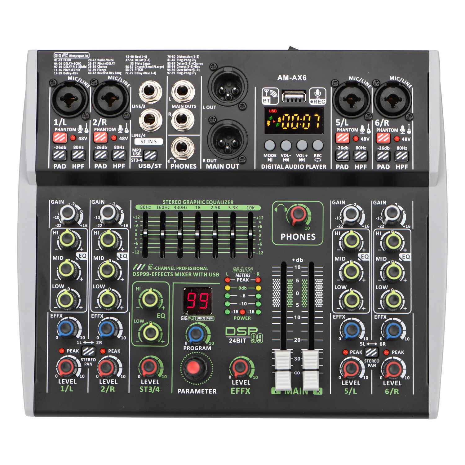 Jual LOMEHO Mixer Audio Professional DSP 99 Effects Bluetooth