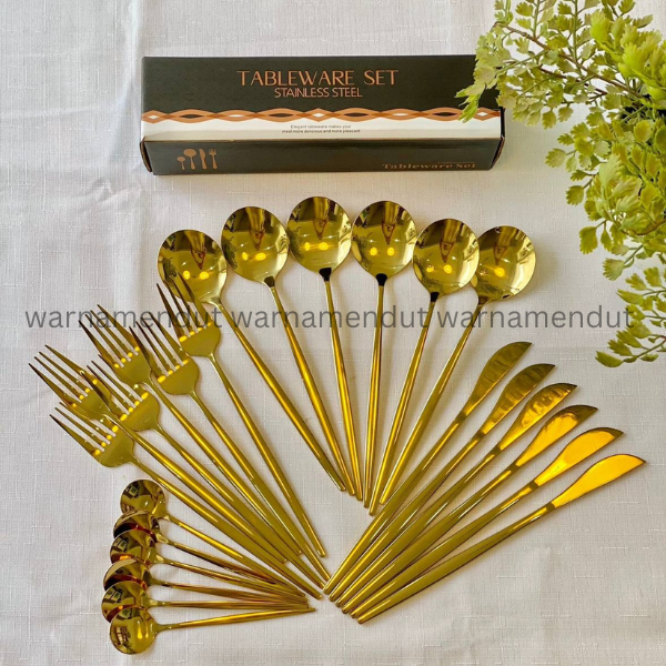 Jual Set Alat Makan Sendok Garpu Pisau Stainless Anti Karat