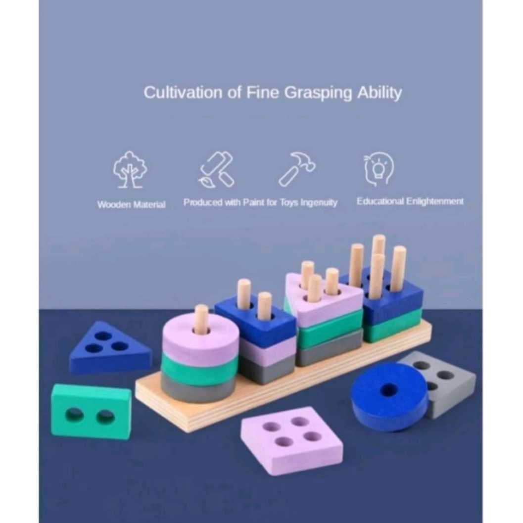 Jual Mainan Edukasi Anak Stacker Stacking Sorting Block Shapes