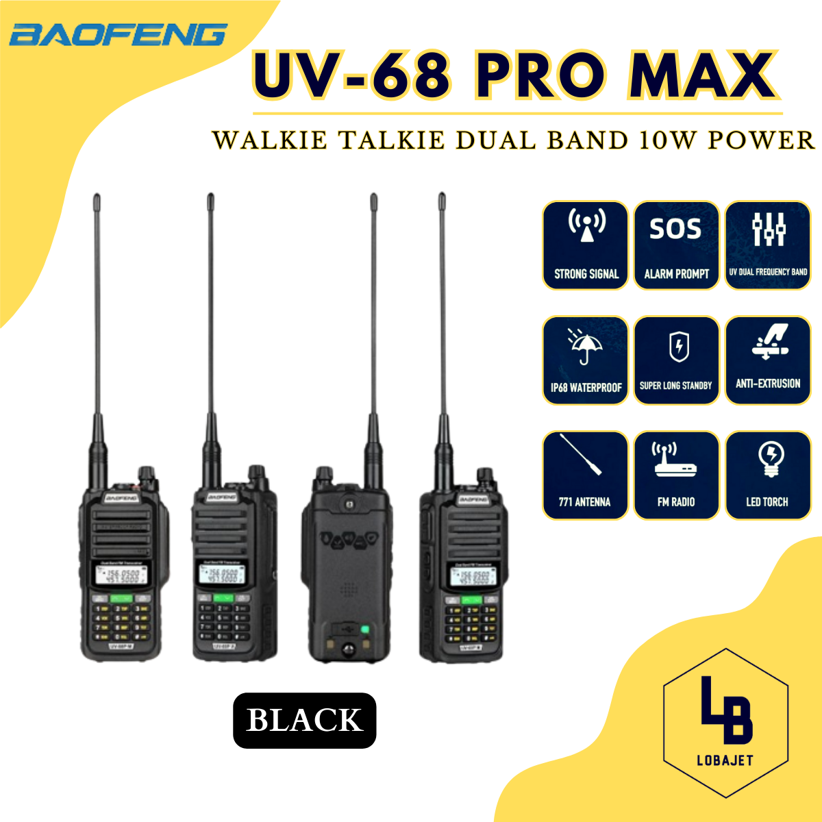 Jual BAOFENG UV-68 Pro Max - Radio Handy Walkie Talkie Dual Band