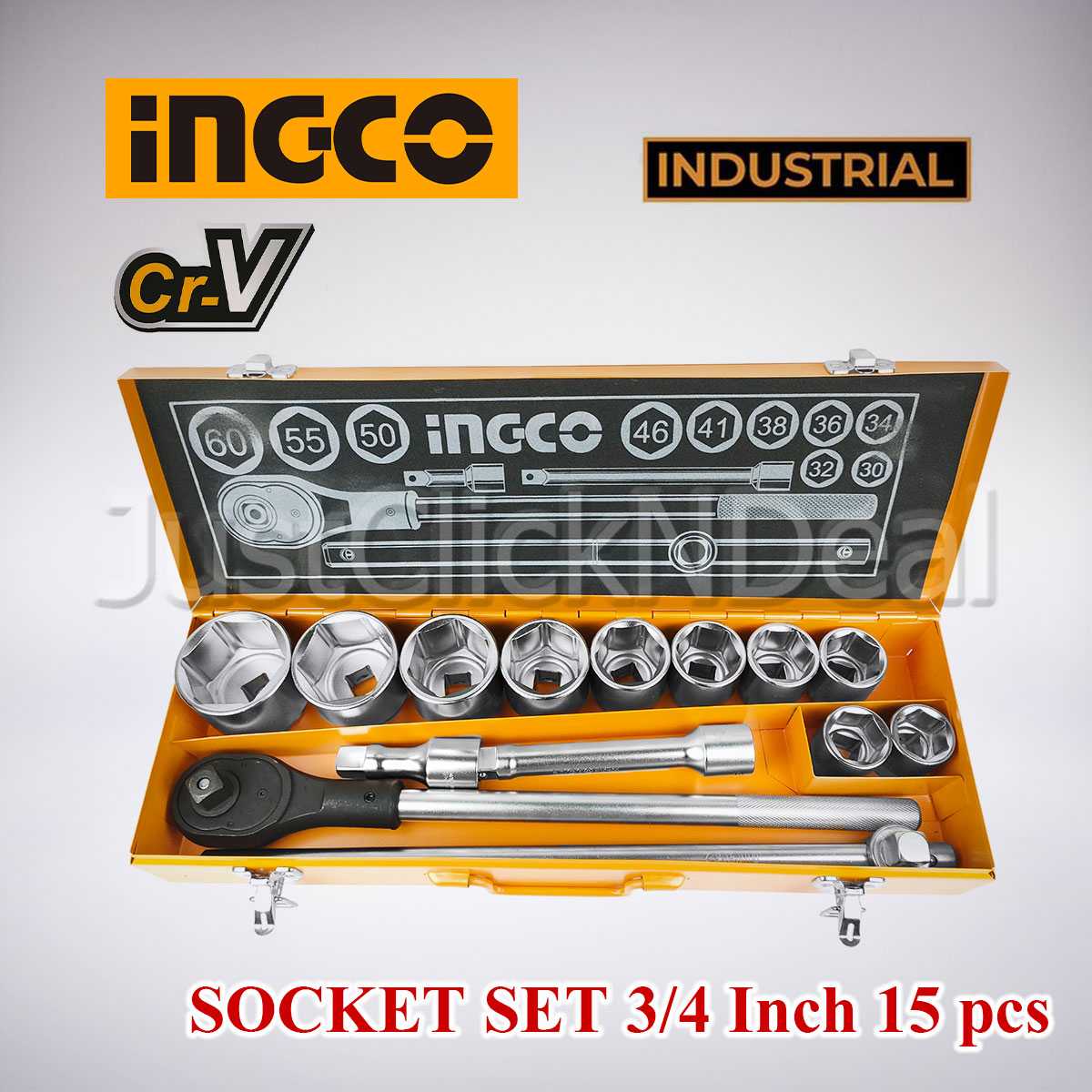 Jual Ingco Socket Set 3/4 Inch 15 pcs Kunci Sock Kotak Besi