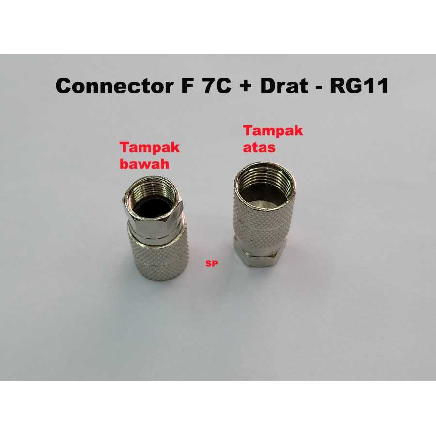 Jual Connector F 7C + Drat - RG11 SP Konektor coaxial cctv