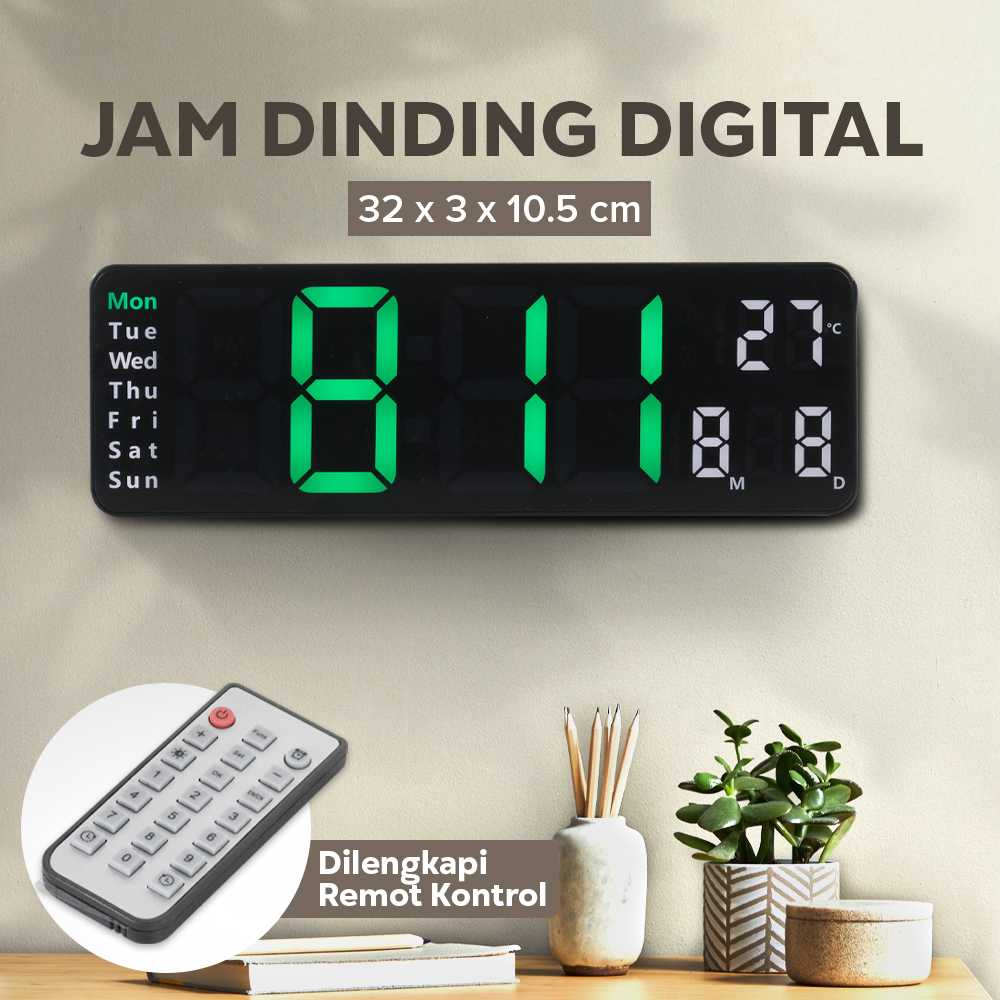 Jual TaffHOME Jam Dinding Digital Minimalis Multifungsi with