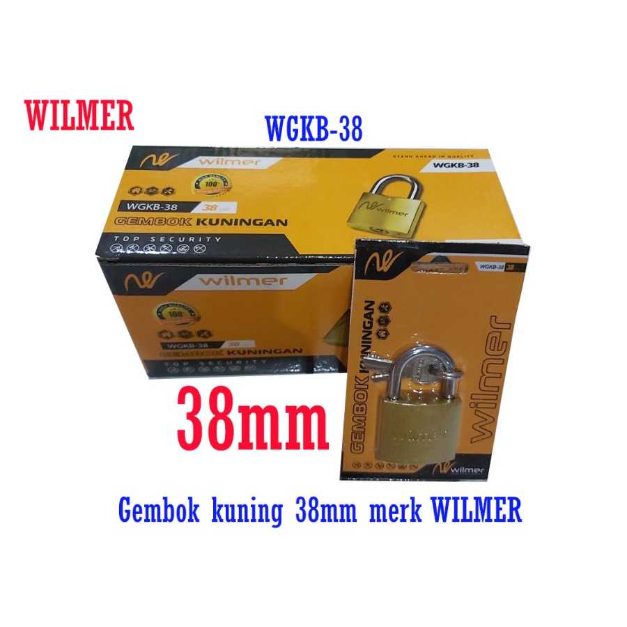 Jual Gembok kuning 38mm WILMER padlock koper - tas gembok WGKB-38