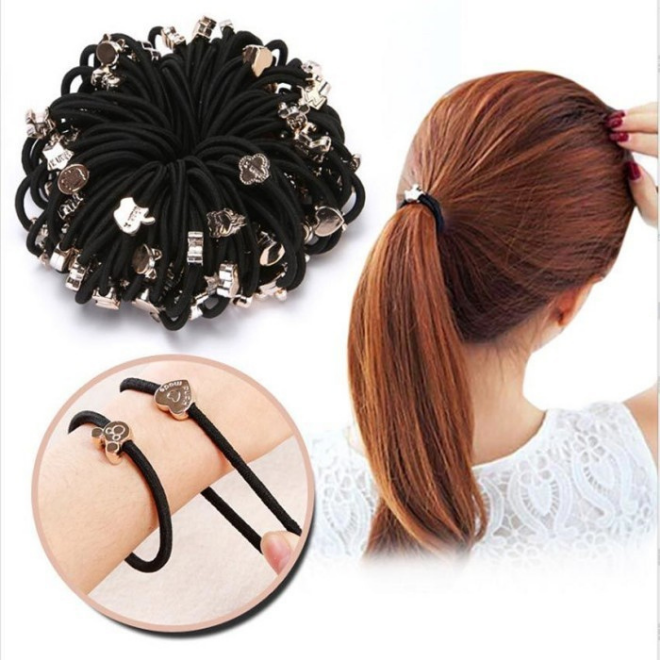Jual Ikat Rambut Korea karet gelang Hitam Elastis WMO BC65