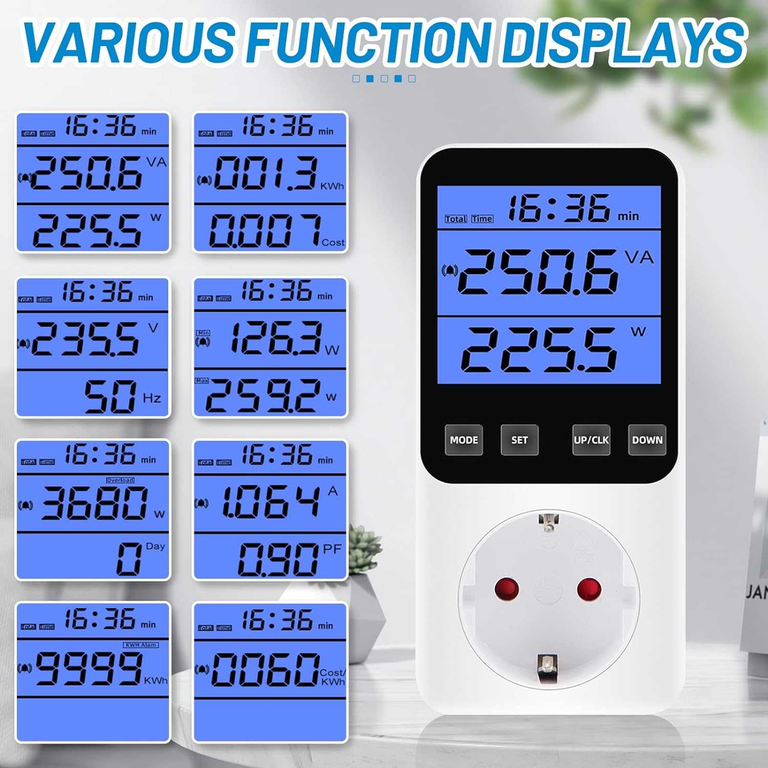 Jual FIDEM Stop Kontak Watt Meter Overload Cost Alarm Digital