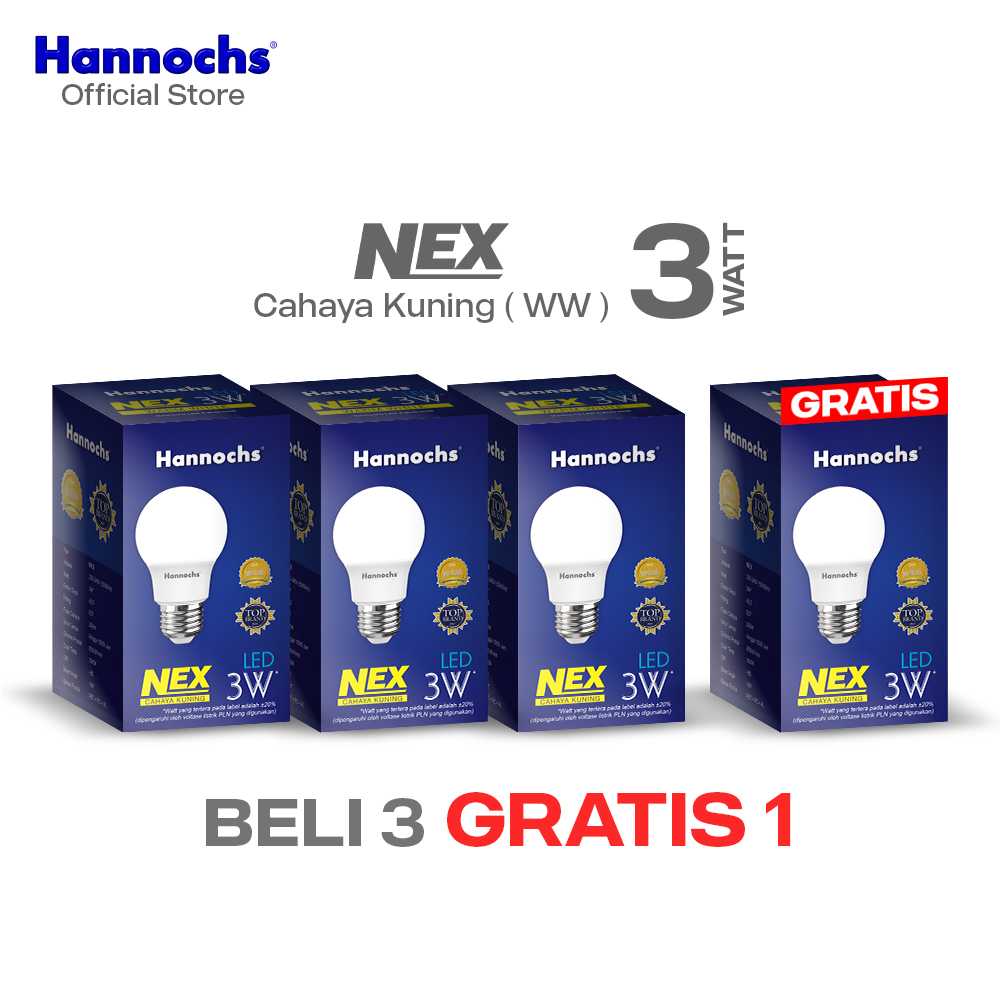Jual Hannochs Lampu Bohlam LED NEX 3W Cahaya Kuning ( BELI 3