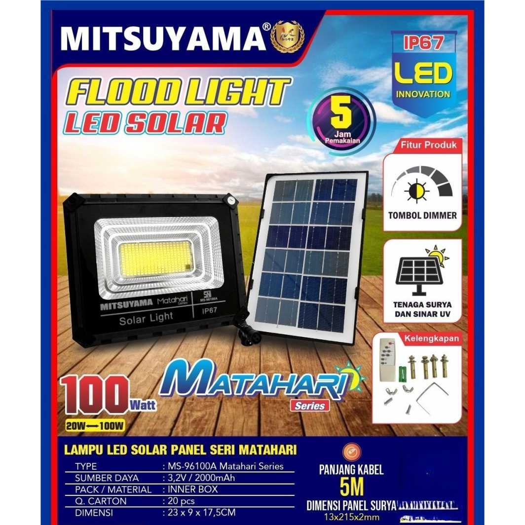 Jual MS-96100A Lampu Sorot Solar Panel 100 Watt Mitsuyama
