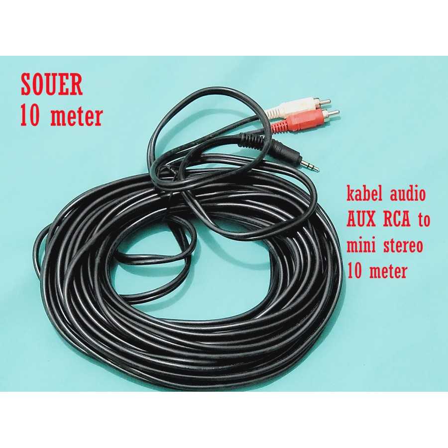 Jual Kabel RCA To mini stereo Suoer 10 meter / kabel Aux Stereo