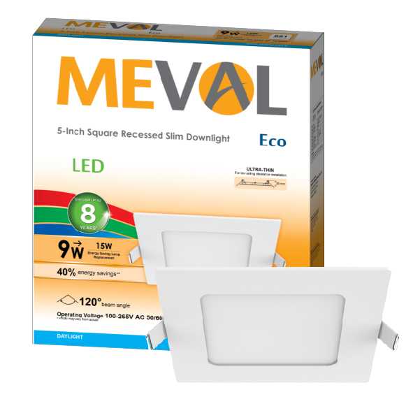 Jual MEVAL - 5" LED High Power Downlight ECO 9W Square - Putih