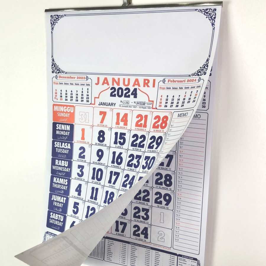 Jual Kalender Dinding tahun 2024 Lengkap Jadwal Sholat Bahan HVS