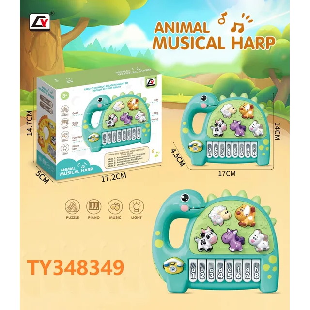 Jual MAINAN PIANO DINOSAURUS ANIMAL MUSICAL HARP SUARA HEWAN