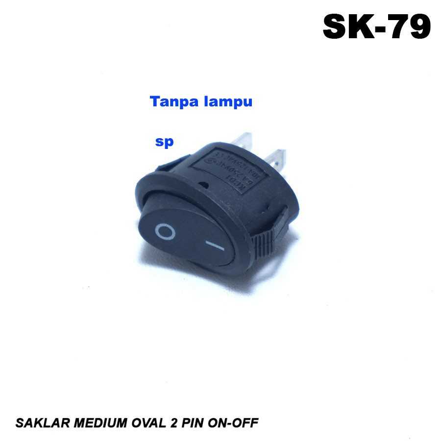 Jual Saklar Medium Oval hitam 2 Pin On-Off sp tanpa lampu