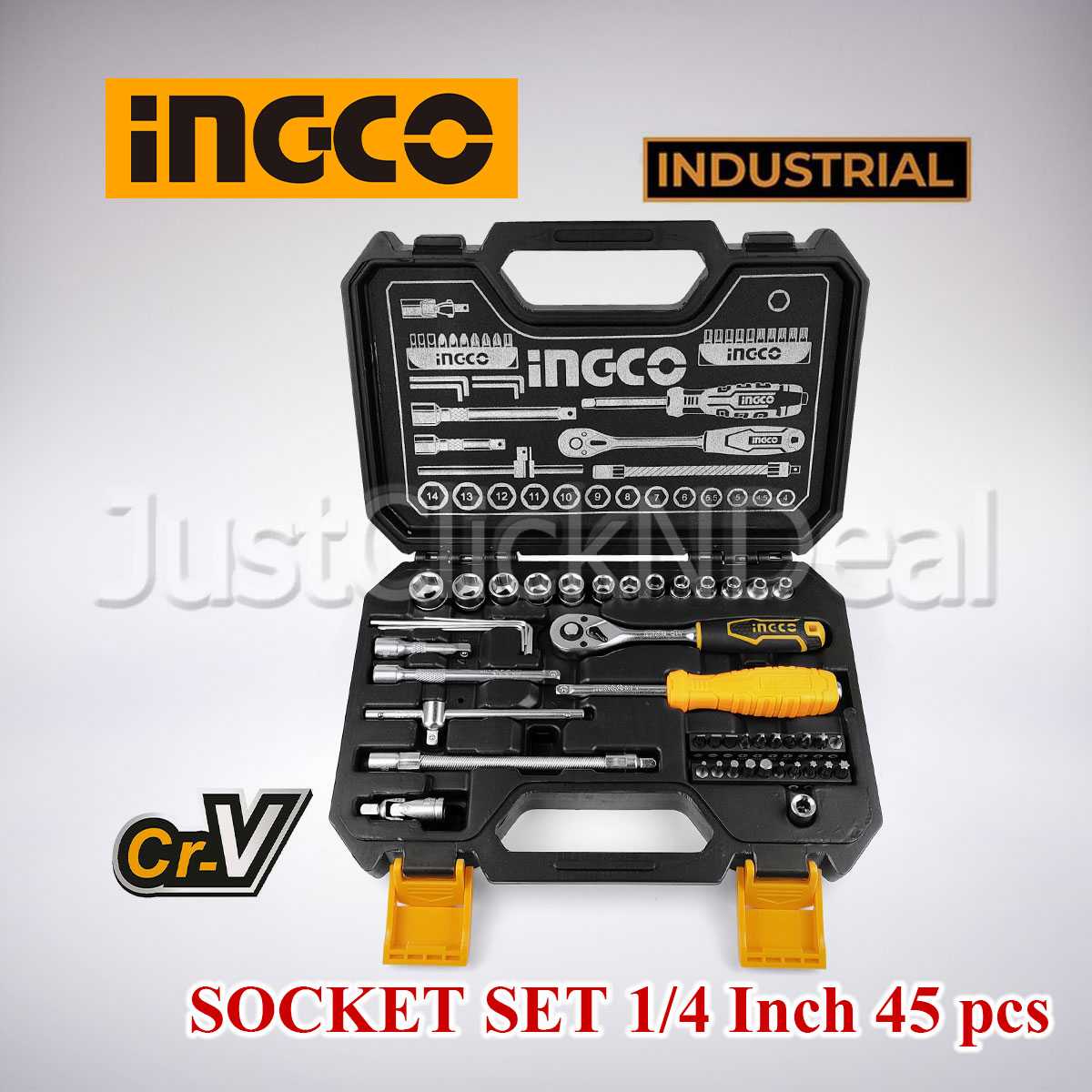 Jual Ingco Socket Set 1/4 Inch 45 pcs Obeng Kunci Sok Sock