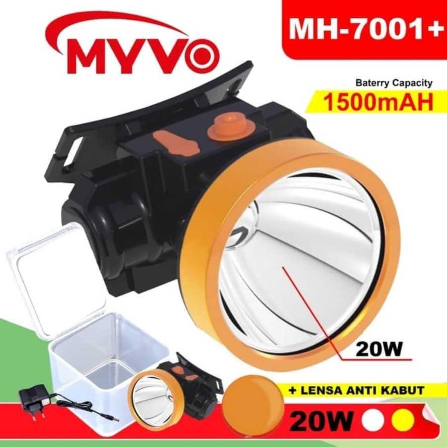Jual Myvo Senter Kepala 20 watt MH 7001+ Cahaya Putih dan Kuning