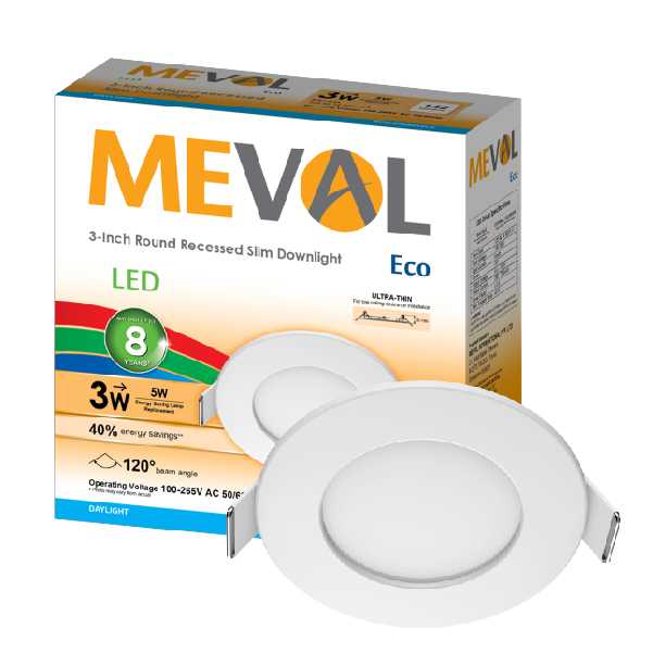 Jual MEVAL - 3" LED High Power Downlight ECO 3W, Putih | Jakmall.com