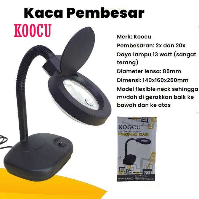 Jual Magnifier Lamp KOOCU / Lampu service kaca pembesar neck