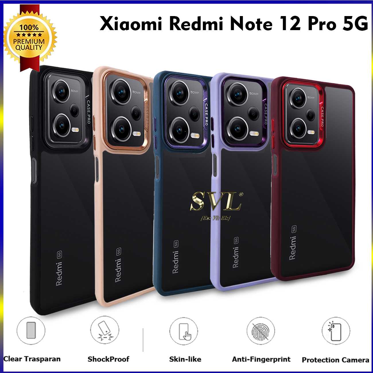 Jual Case Xiaomi Redmi Note 12 Pro 4GHybrid Chrome Transparant