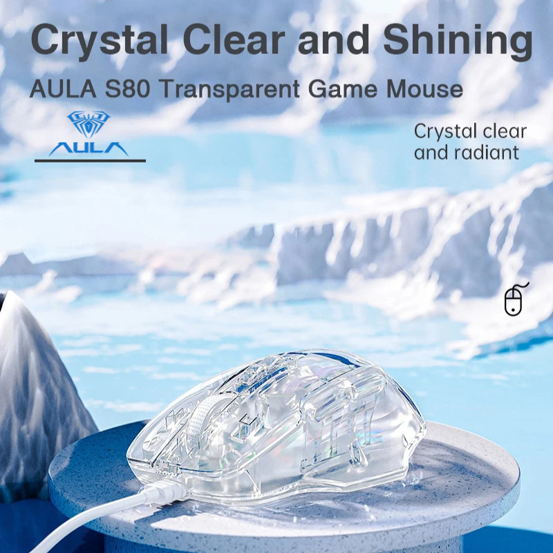 Jual Terbaru AULA S80 Transparent Wired Gaming Mouse RGB | Jakmall.com