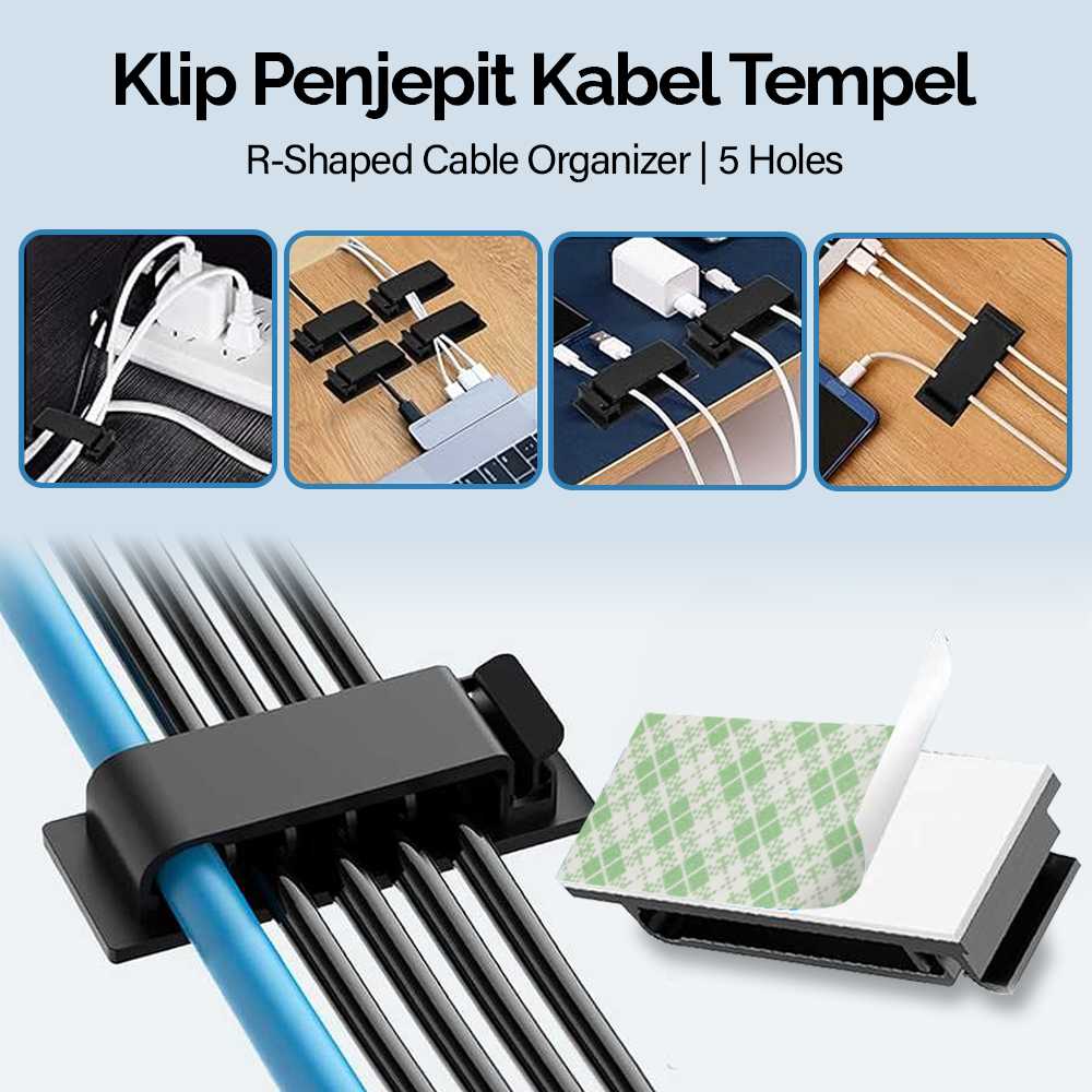 Jual DRIVUU Klip Penjepit Kabel Tempel R-Shaped Cable Organizer