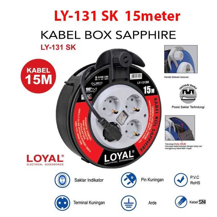 Jual Kabel Roll 15m LY-131SK SAPPHIRE PANJANG KABEL15M SAKLAR