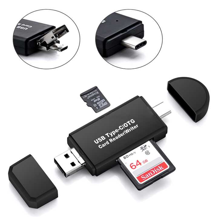 Jual XZT Card Reader OTG 3in1 USB 2.0 Micro USB Type C OTG SD