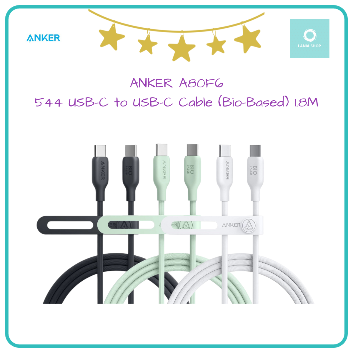 Jual ANKER A80F6 - 544 USB-C to USB-C Cable (Bio-Based) 1.8M