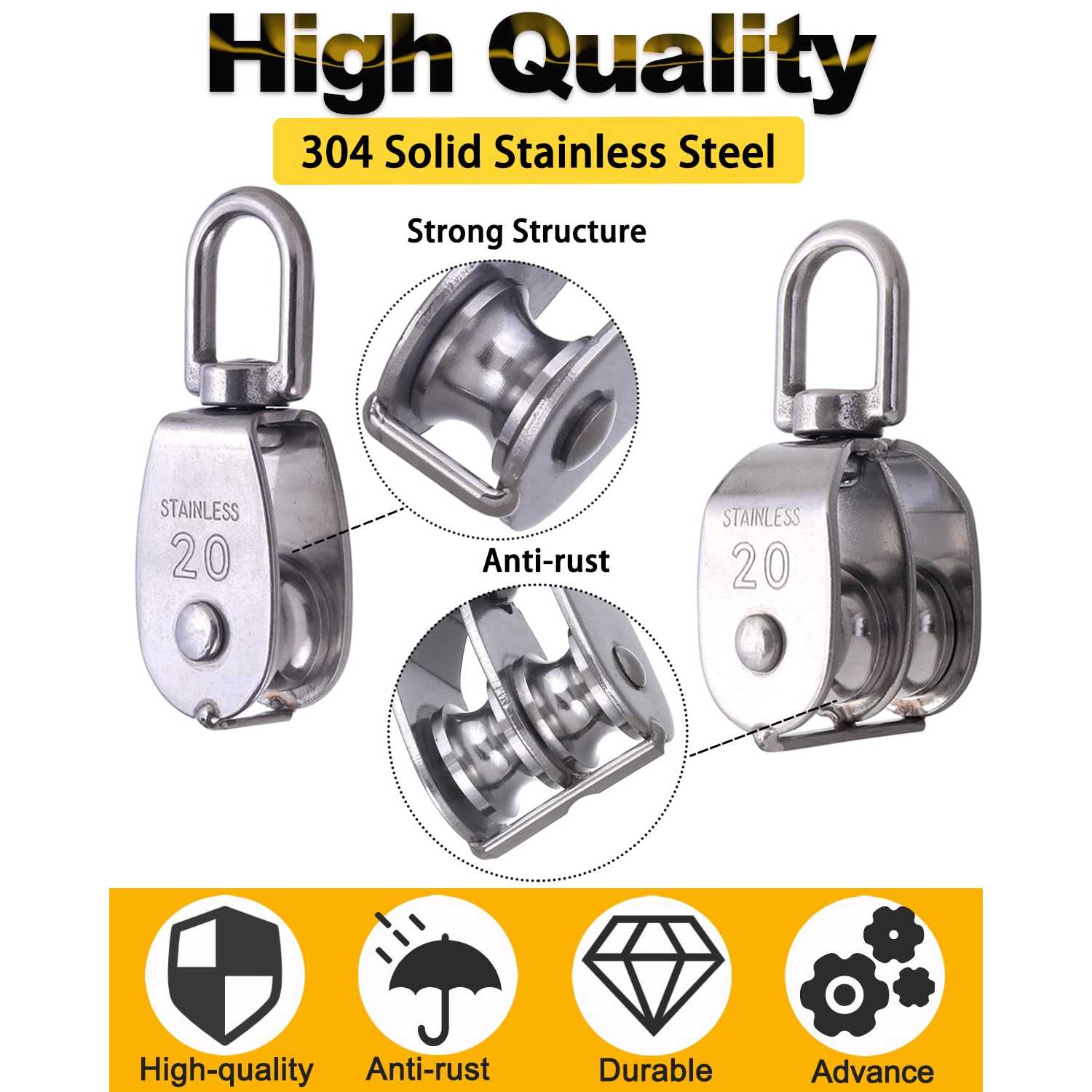 Jual Taffware Katrol Kerekan Mini Swivel Pulley Stainless Double