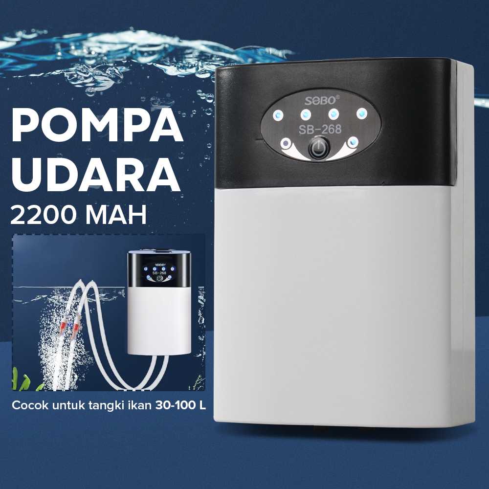 Jual SOBO Pompa Udara Oxygen Aquarium Pump 2200mAh - SB-268