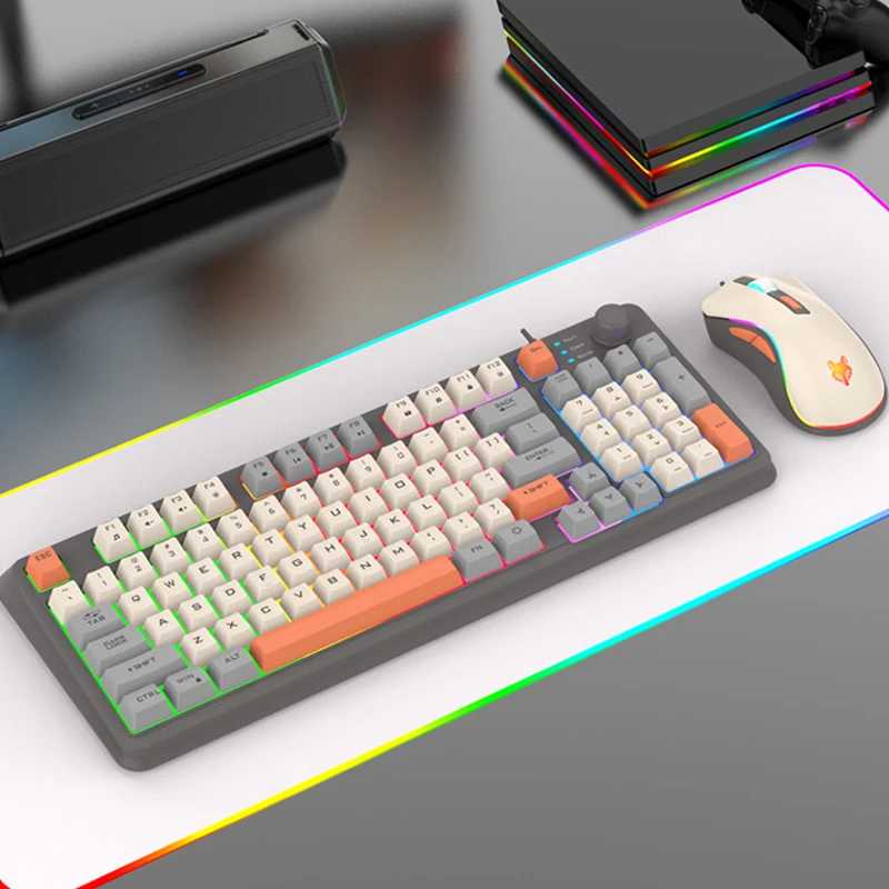 Jual XUNFOX Gaming Keyboard RGB LED USB Wired 94 Keys Top Knob