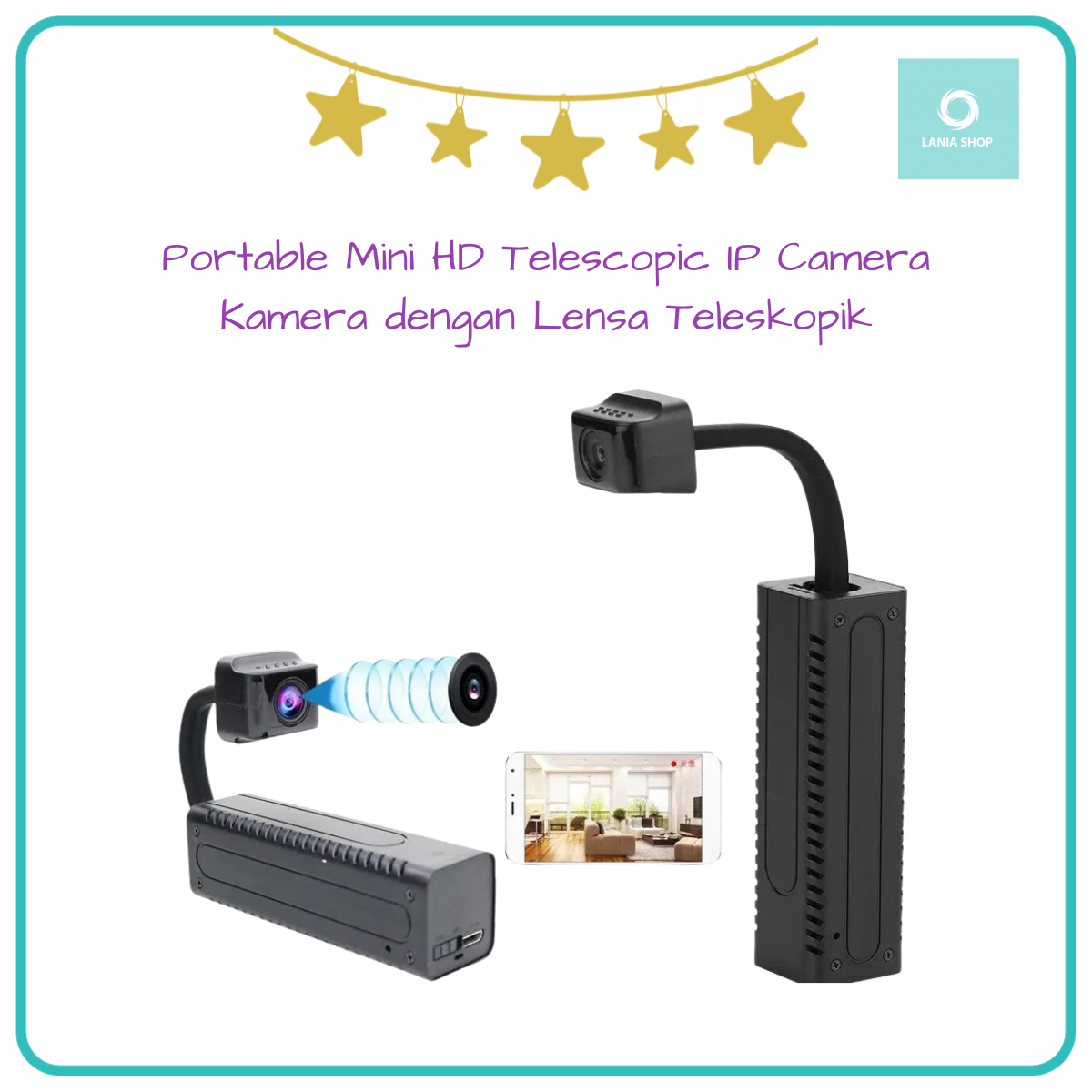 Jual Portable Mini HD Telescopic IP Camera - Kamera dengan Lensa