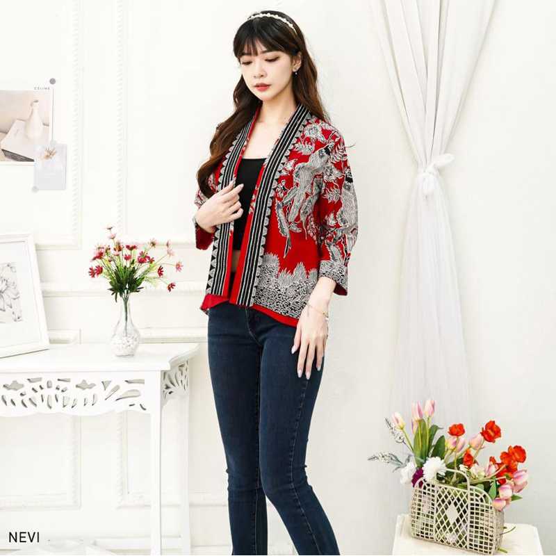 Jual Evercloth Nevi Blazer Batik Wanita Outer Batik Rompi Wanita