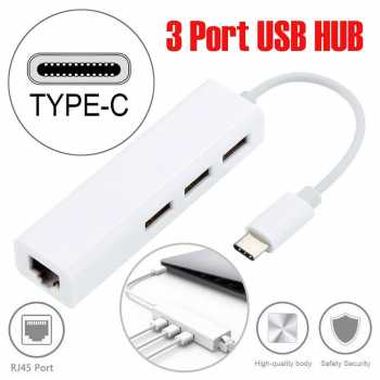 Jual USB Type C LAN Ethernet Adaptor with 3 Port USB Hub 2.0