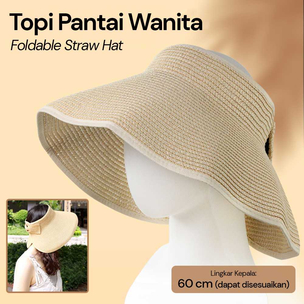 Jual LaMaxPa Topi Pantai Wanita Panama Foldable Summer Beach