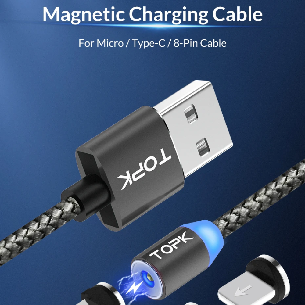 Jual TOPK Kabel Charger Lightning Circular Magnetic 360°