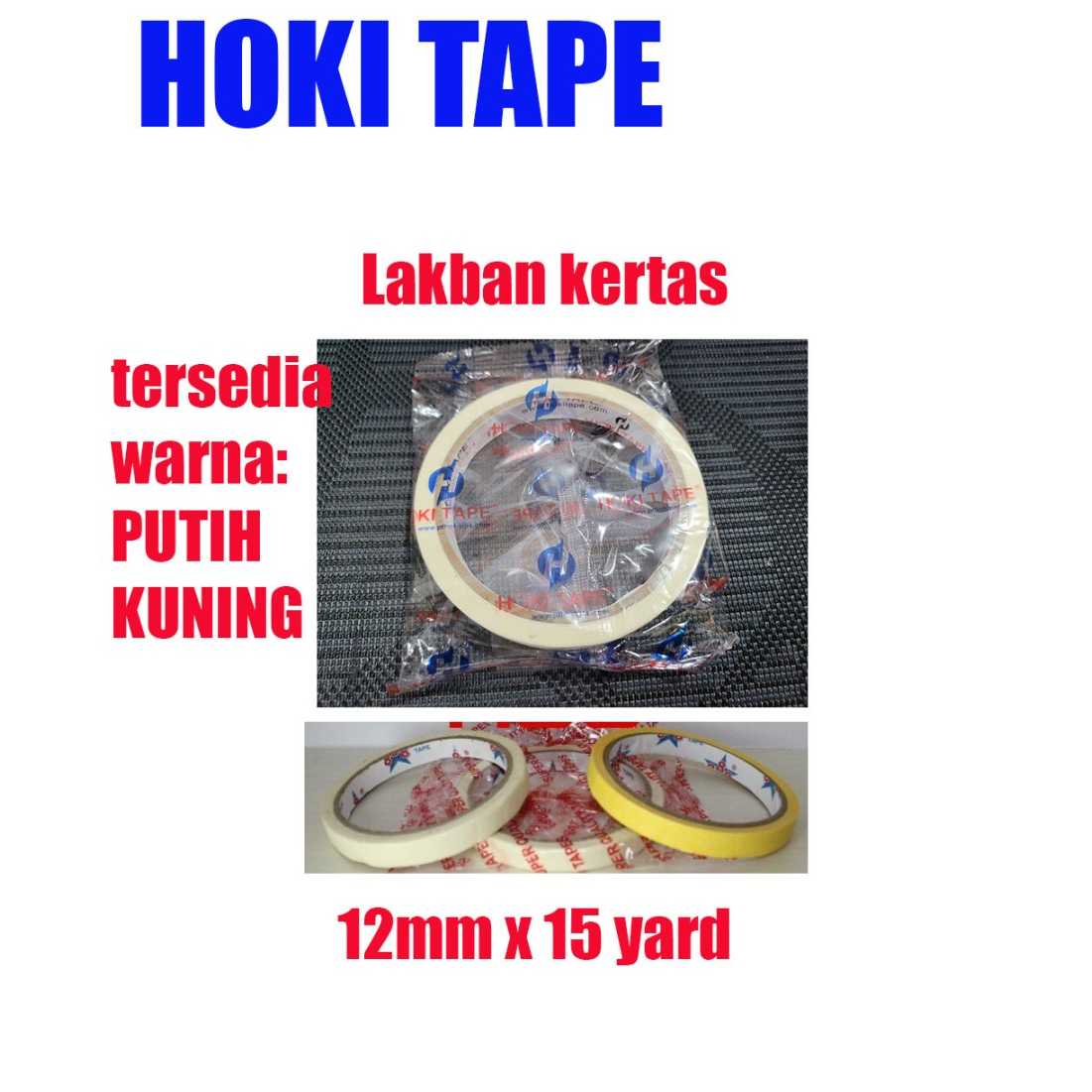 Jual Lakban kertas 12 x 15yard Masking tape isolasi putih kuning
